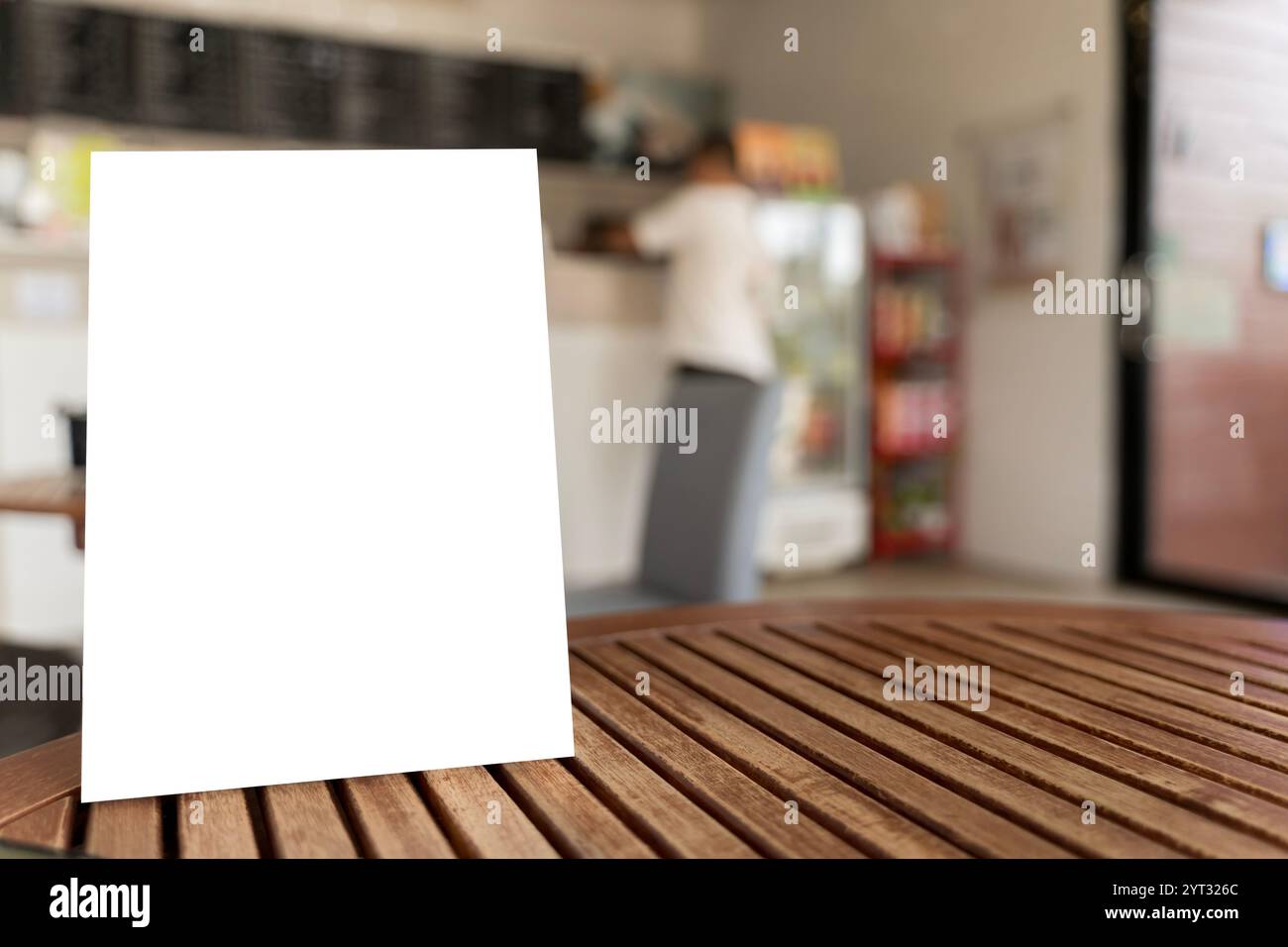 Mock up Label the blank menu frame in Bar restaurant ,Stand for ...