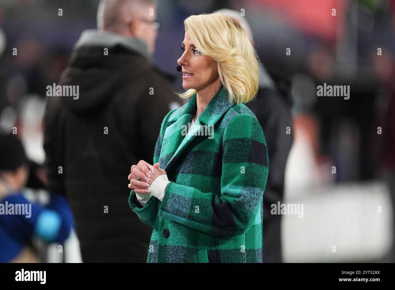 Television announcer Michelle Beisner-Buck before an NFL football game ...