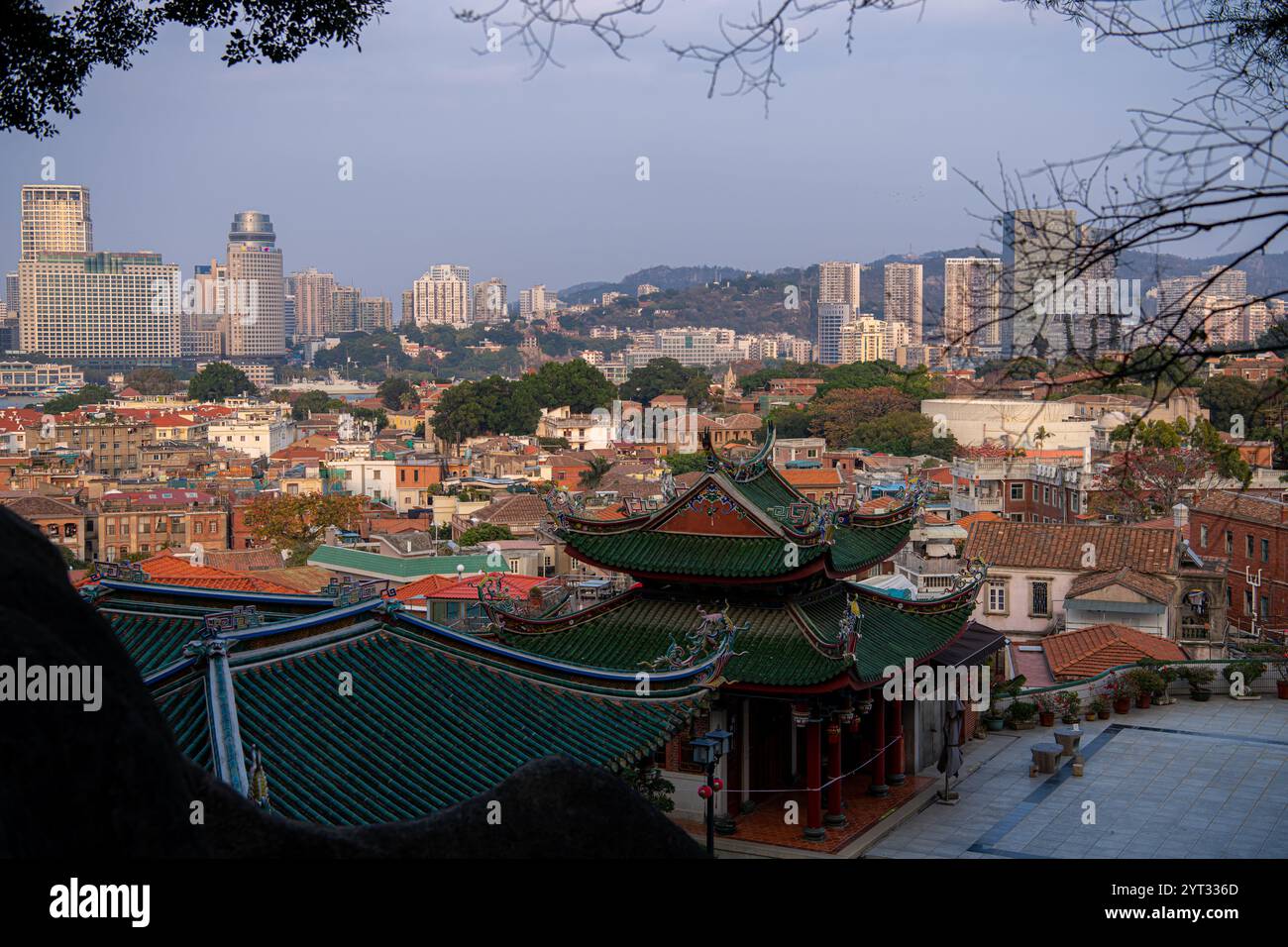 Sunlight Rock Temple, rebuilt in 1586 and located at Gulangyu, Xiamen ...