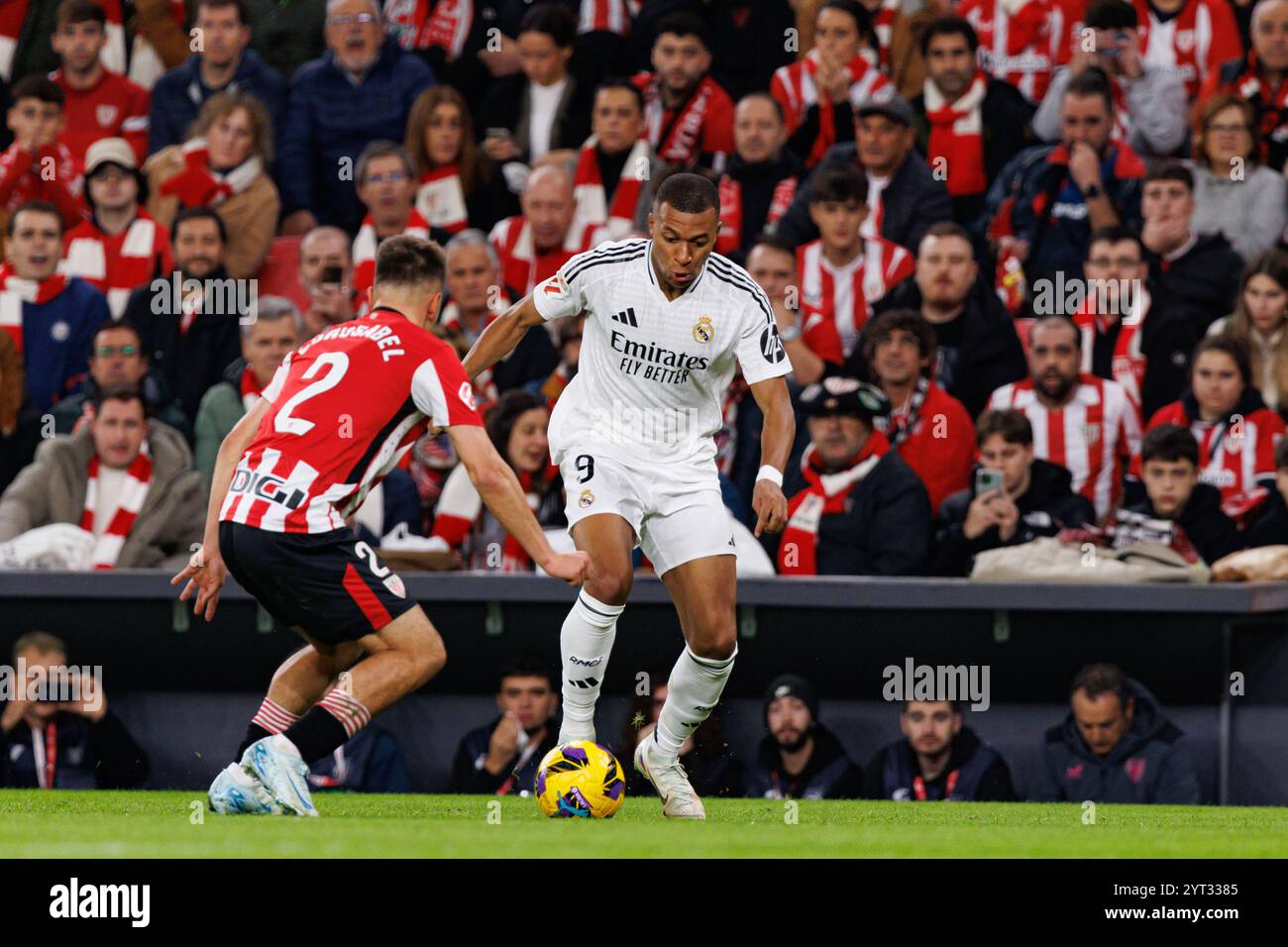 Andoni Gorosabel, Kylian Mbappe seen during LaLiga EA SPORTS game ...