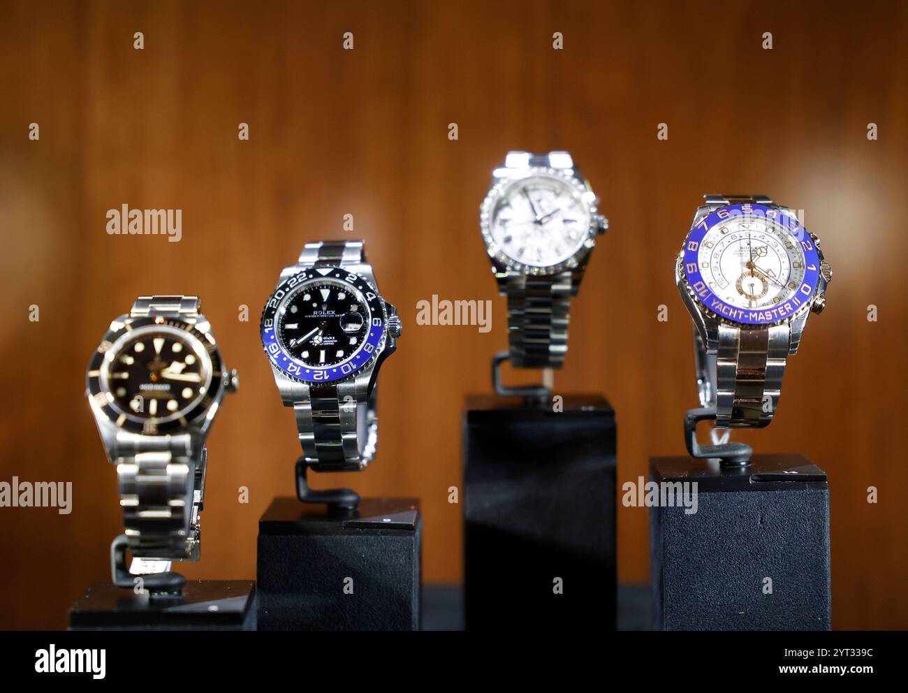 New York, United States. 05th Dec, 2024. A set of Rolex watches are on ...
