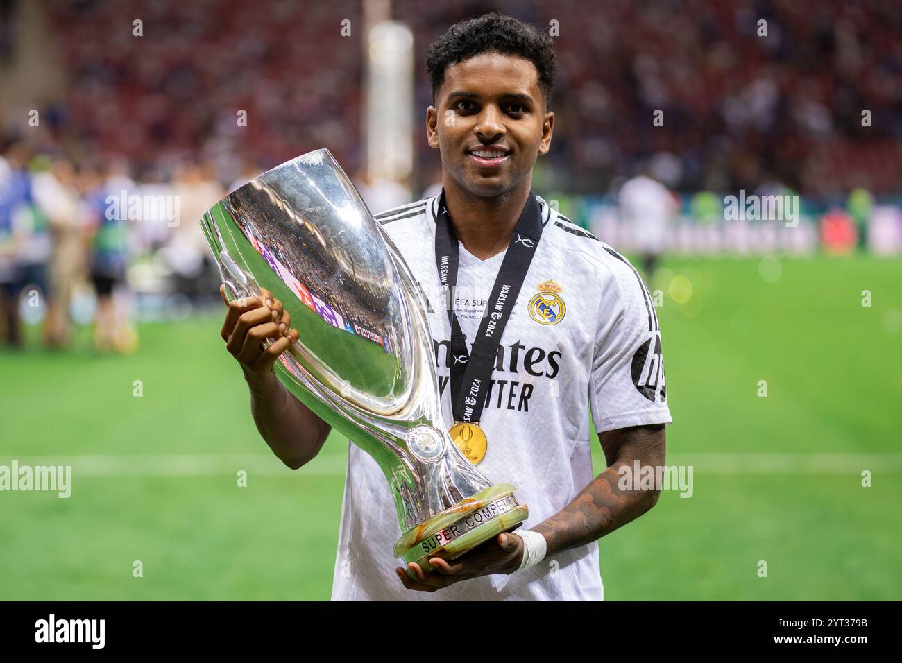 Rodrygo Silva de Goes of Real Madrid poses for a photo with trophy ...