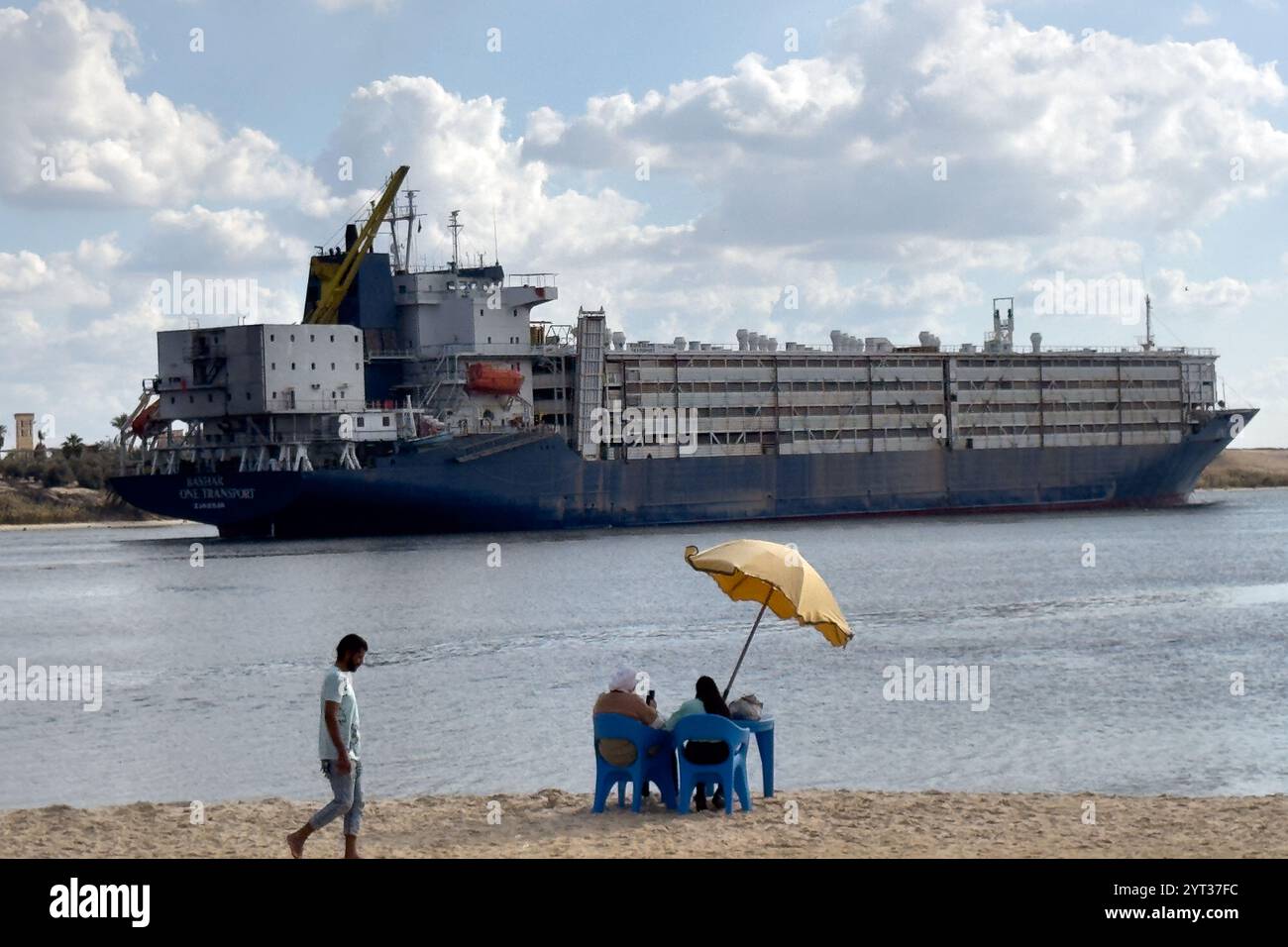 Ismailia, Egypt. 5th Dec, 2024. A ship sails on the Suez Canal in ...