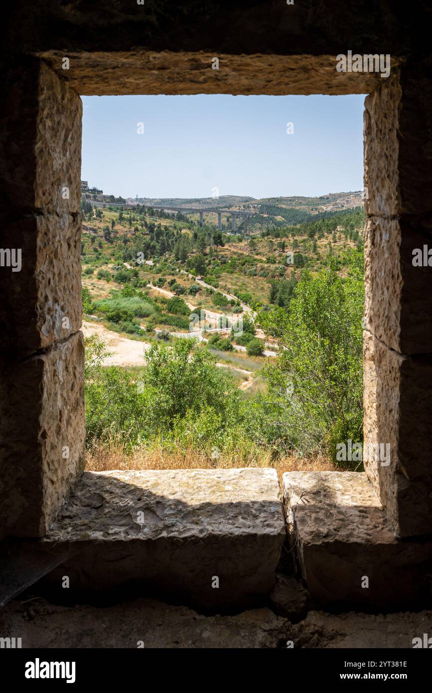 View from Window Frame of an Ancient Stone House Ruins Overgrown with ...