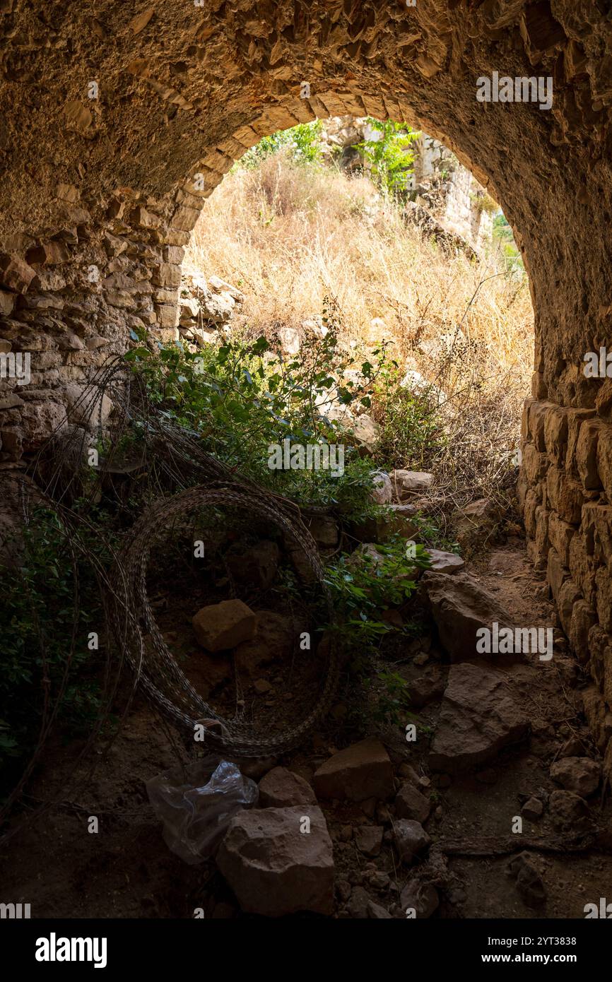 Ancient Stone House Ruins Overgrown with Vegetation in Lifta Village ...