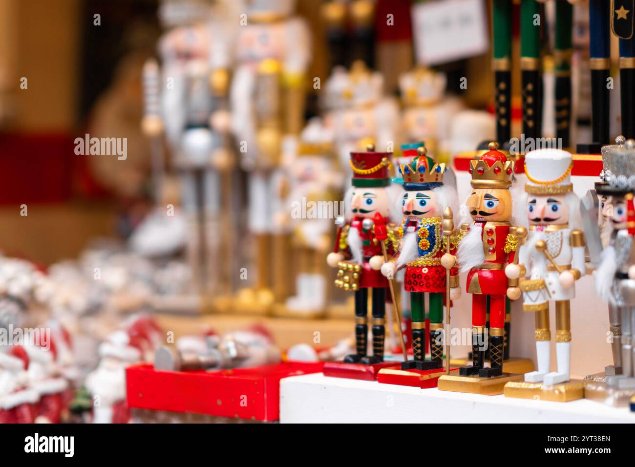 Colorful Nutcracker Display at Christmas Market Stall Stock Photo - Alamy