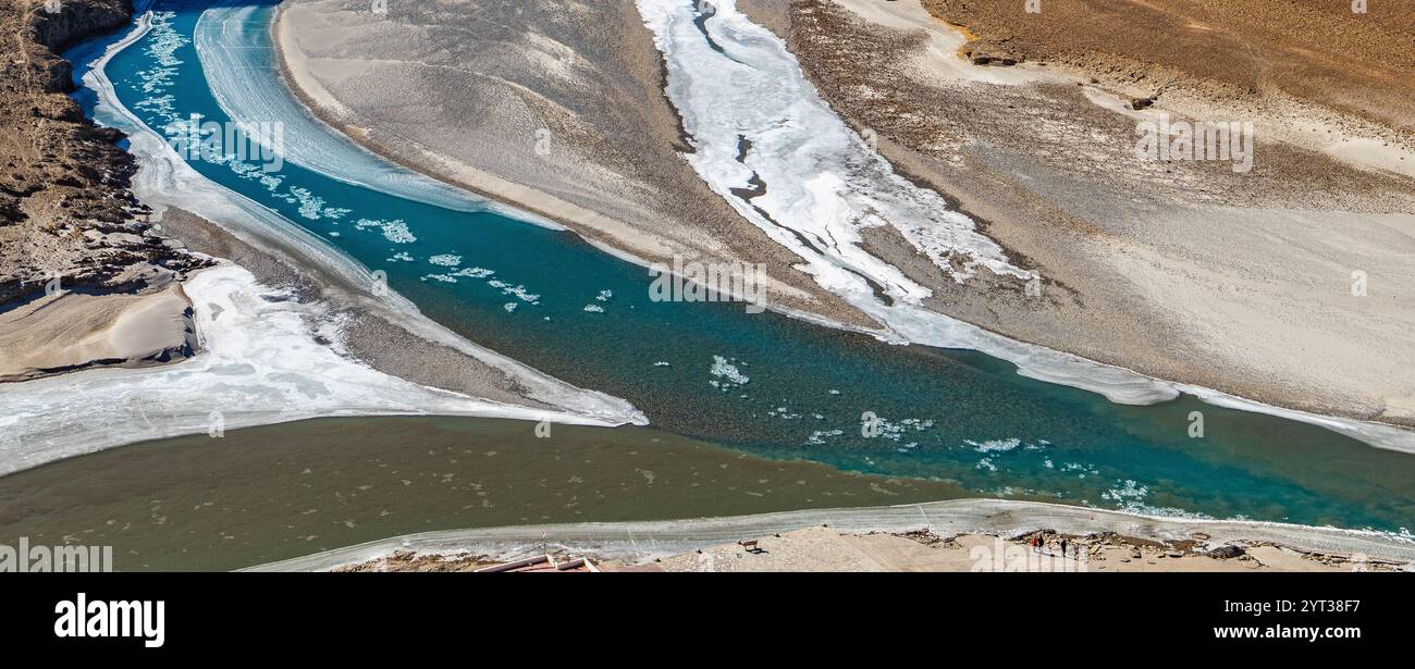 Sangam point confluence indus zanskar hi-res stock photography and ...
