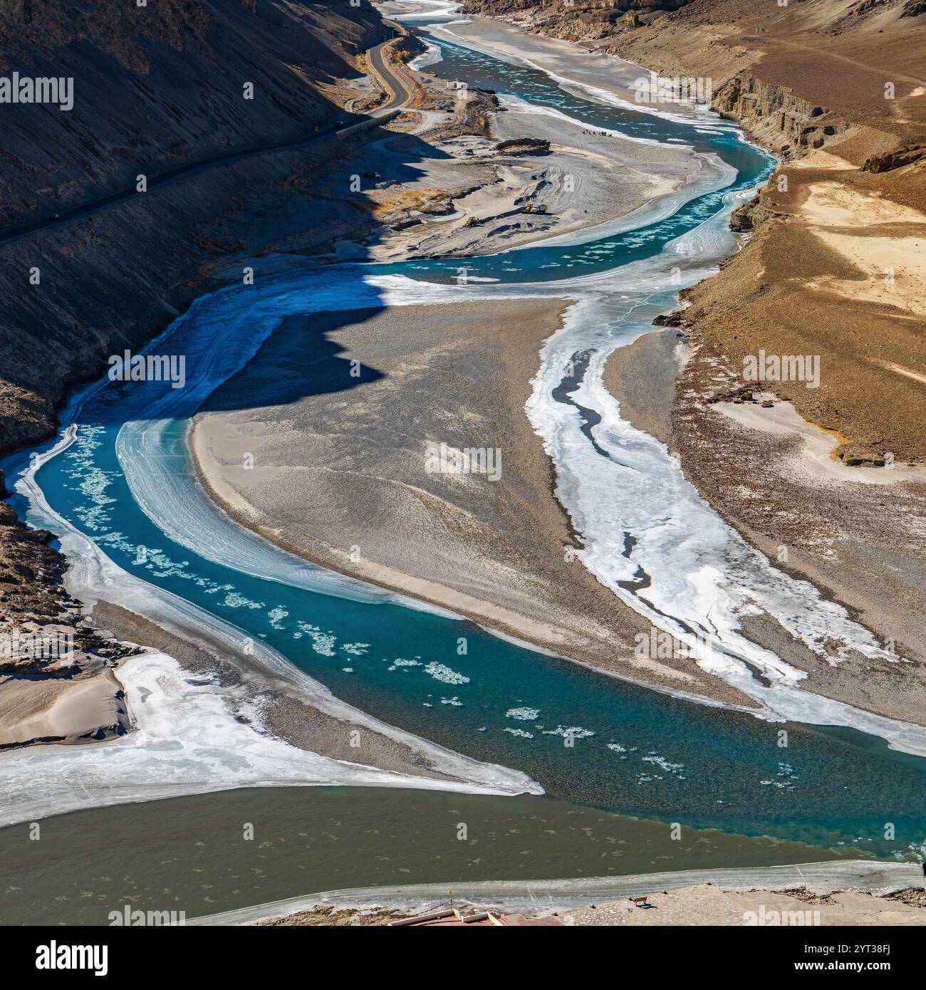 Sangam point confluence indus zanskar hi-res stock photography and ...