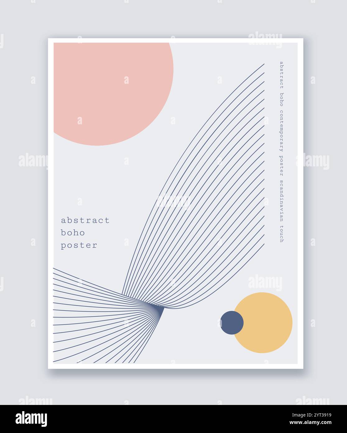 Abstract boho poster. Minimalistic patterns, wavy lines. Bohemian and ...