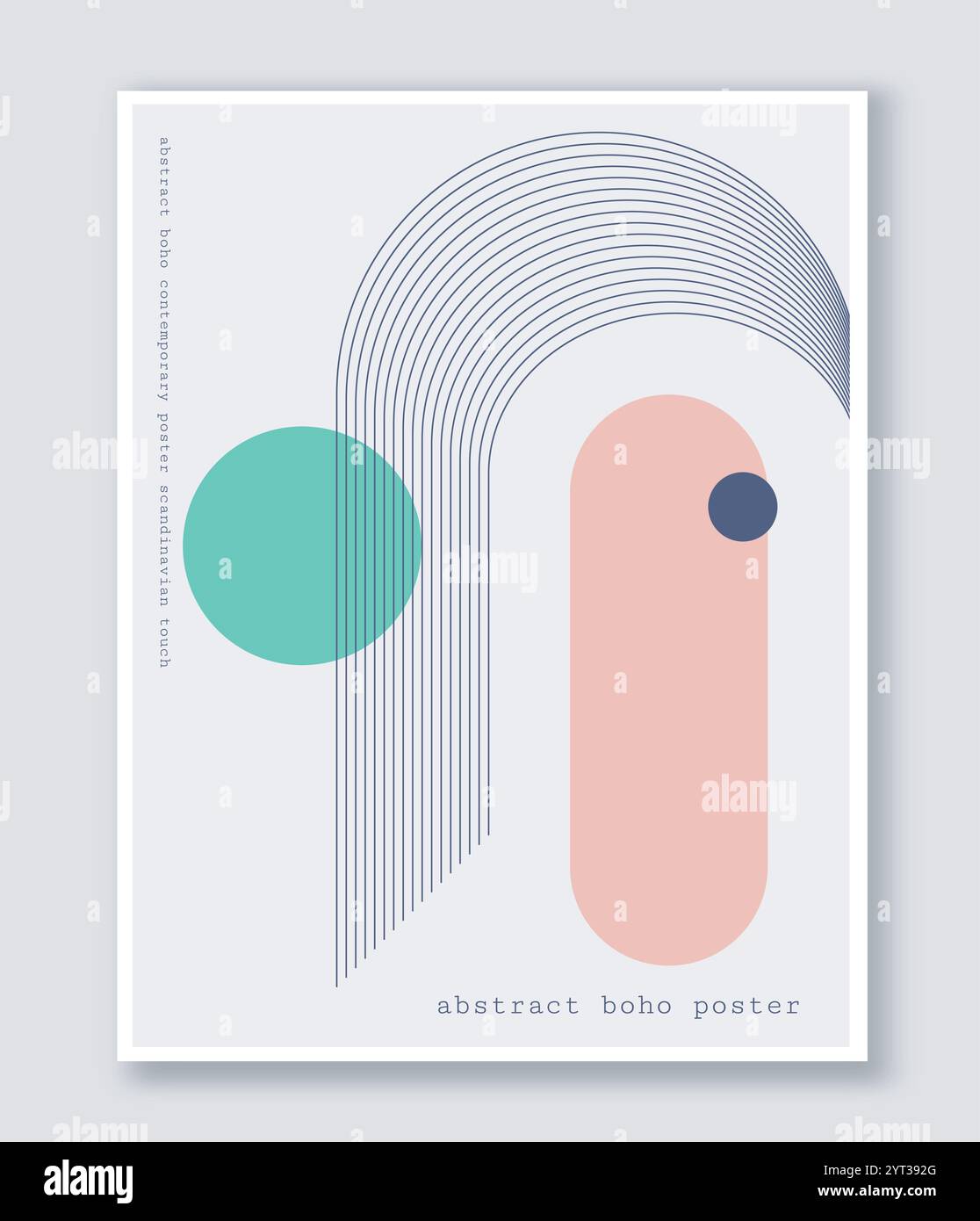 Abstract boho poster. Minimalistic patterns, pastel green circle ...