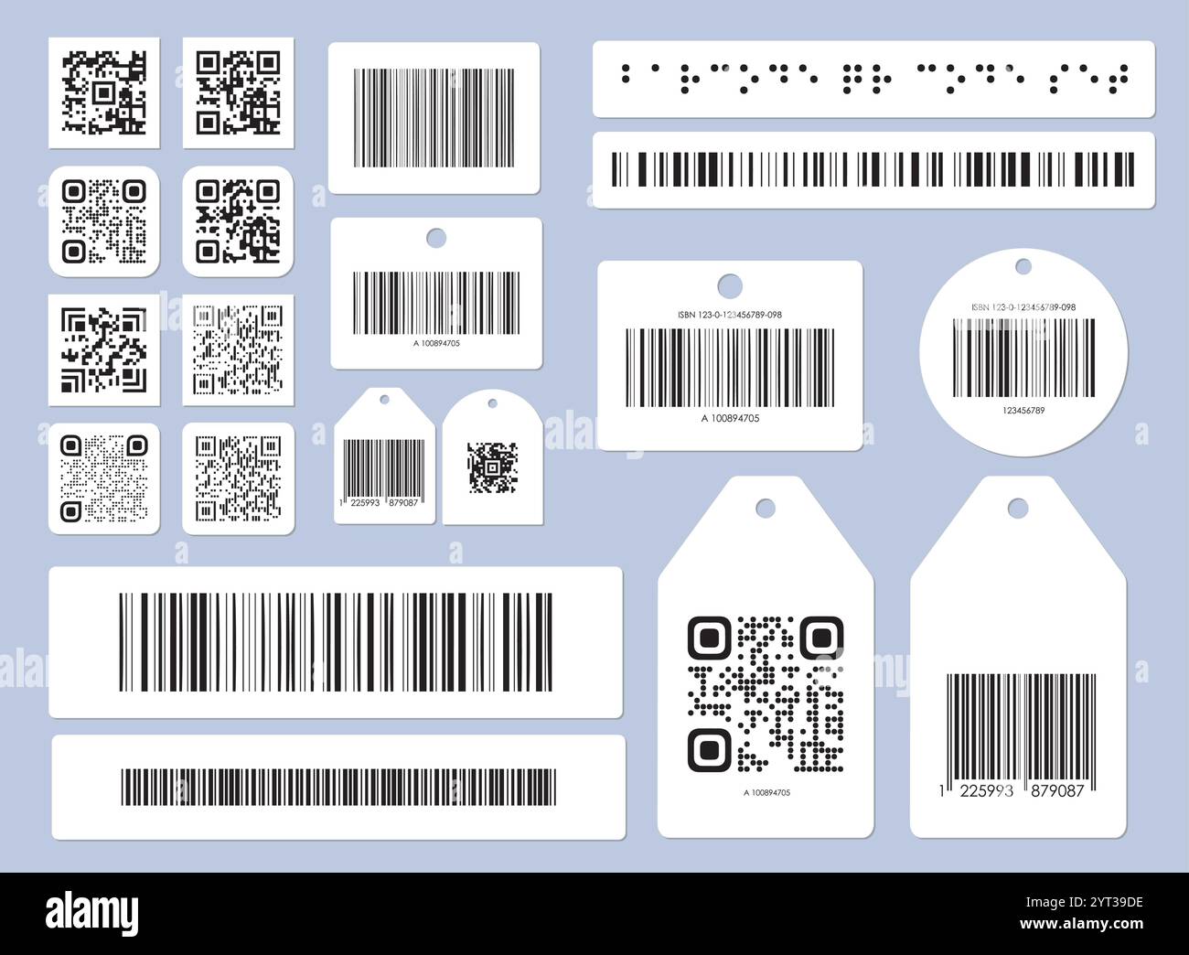 Barcode qr code set. Pack of barcode labels. Short link, wireless ...