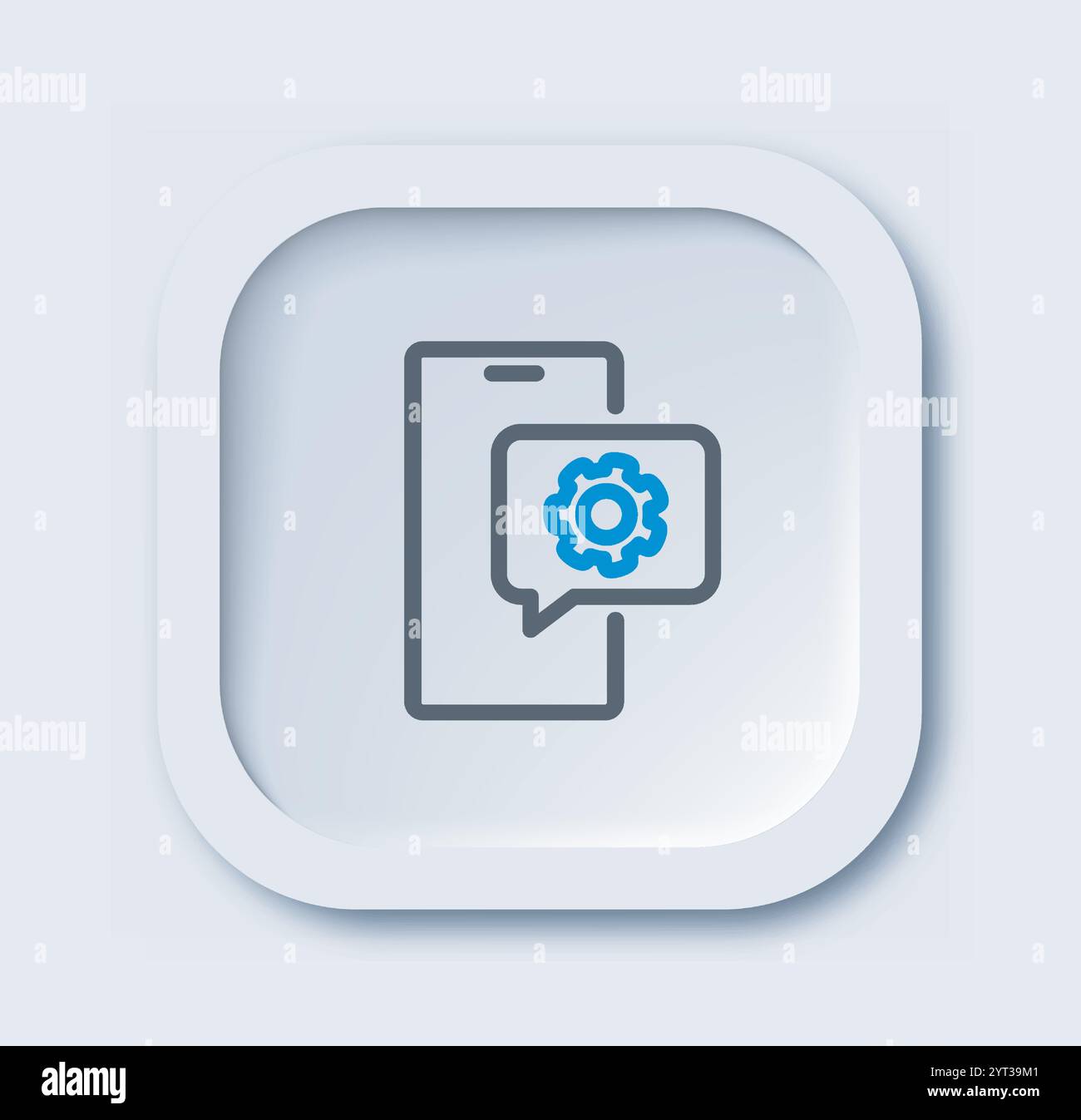 Insurance linear icon. Smartphone with cogwheel. Communication in ...