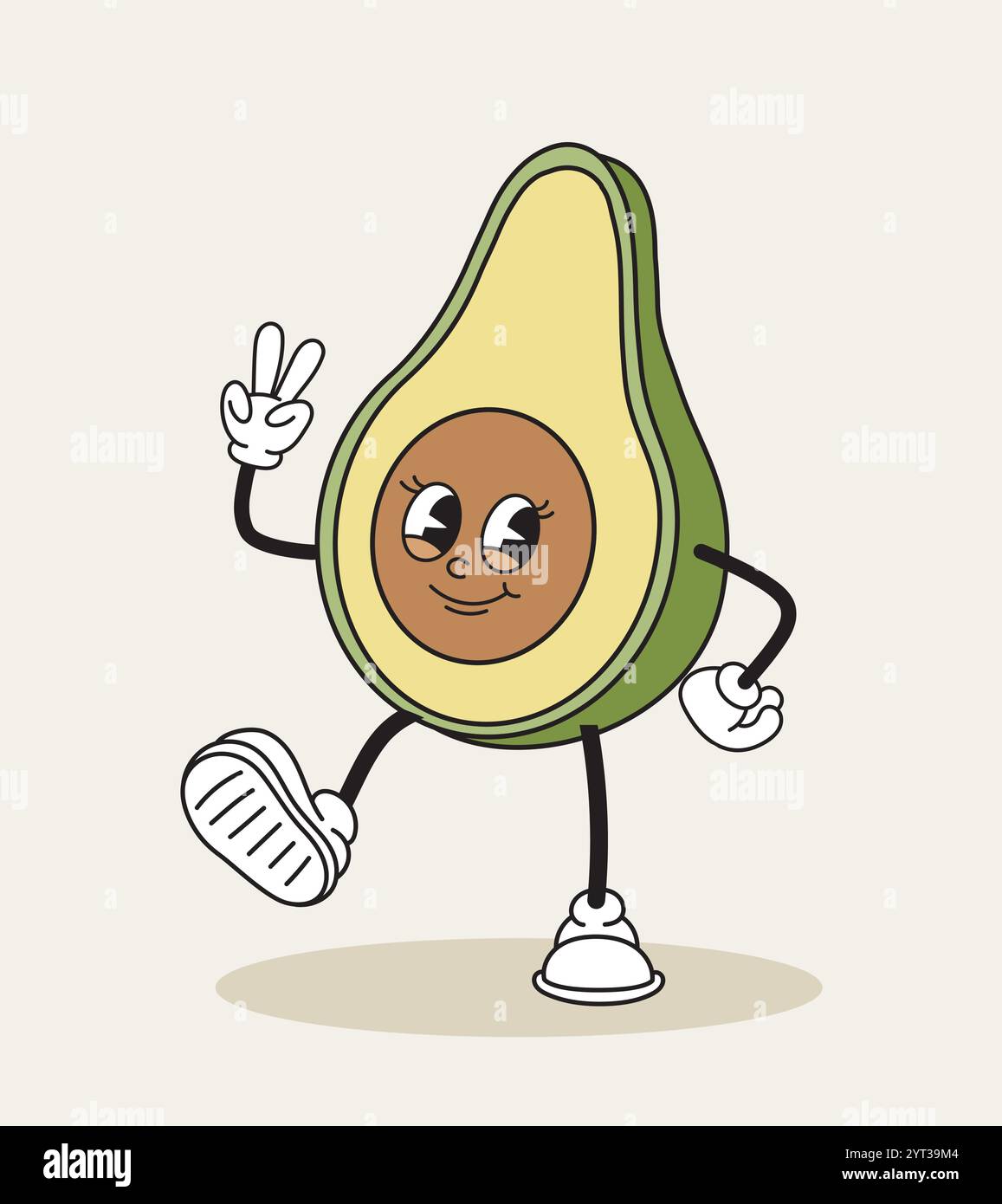 Avocado retro character. Fictional character for cartoons. Toy and ...