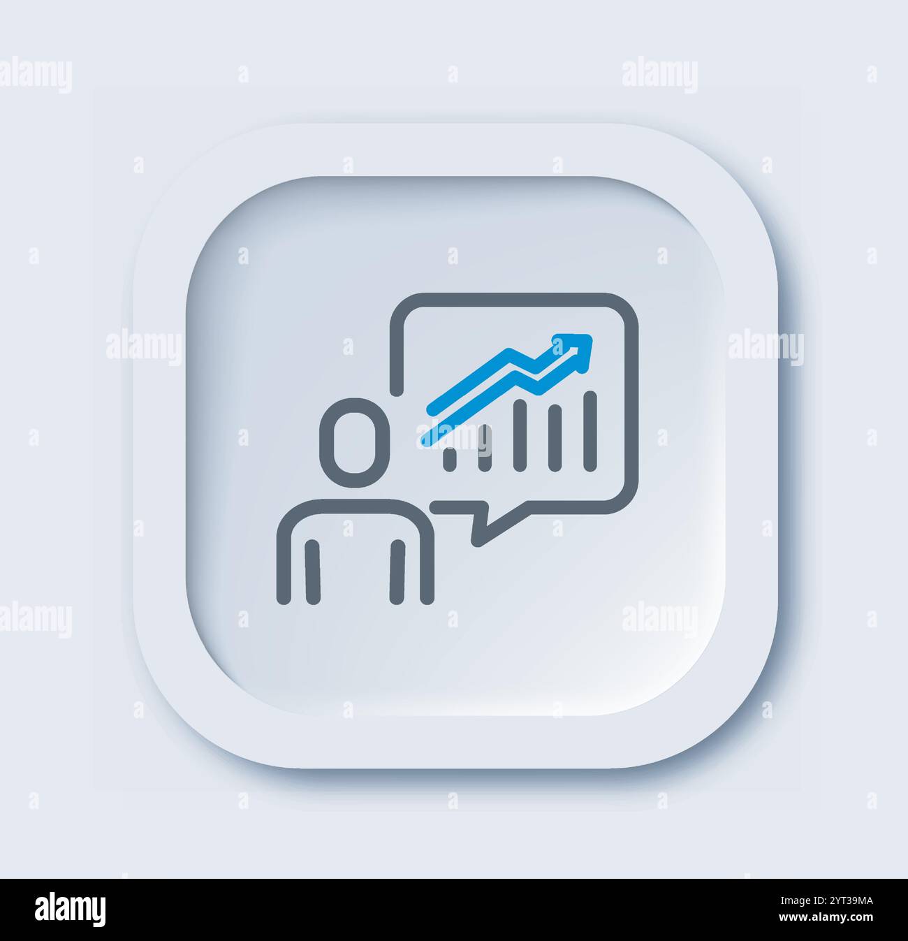 Insurance linear icon. Man with whiteboard. Charts, graphs and diagrams ...