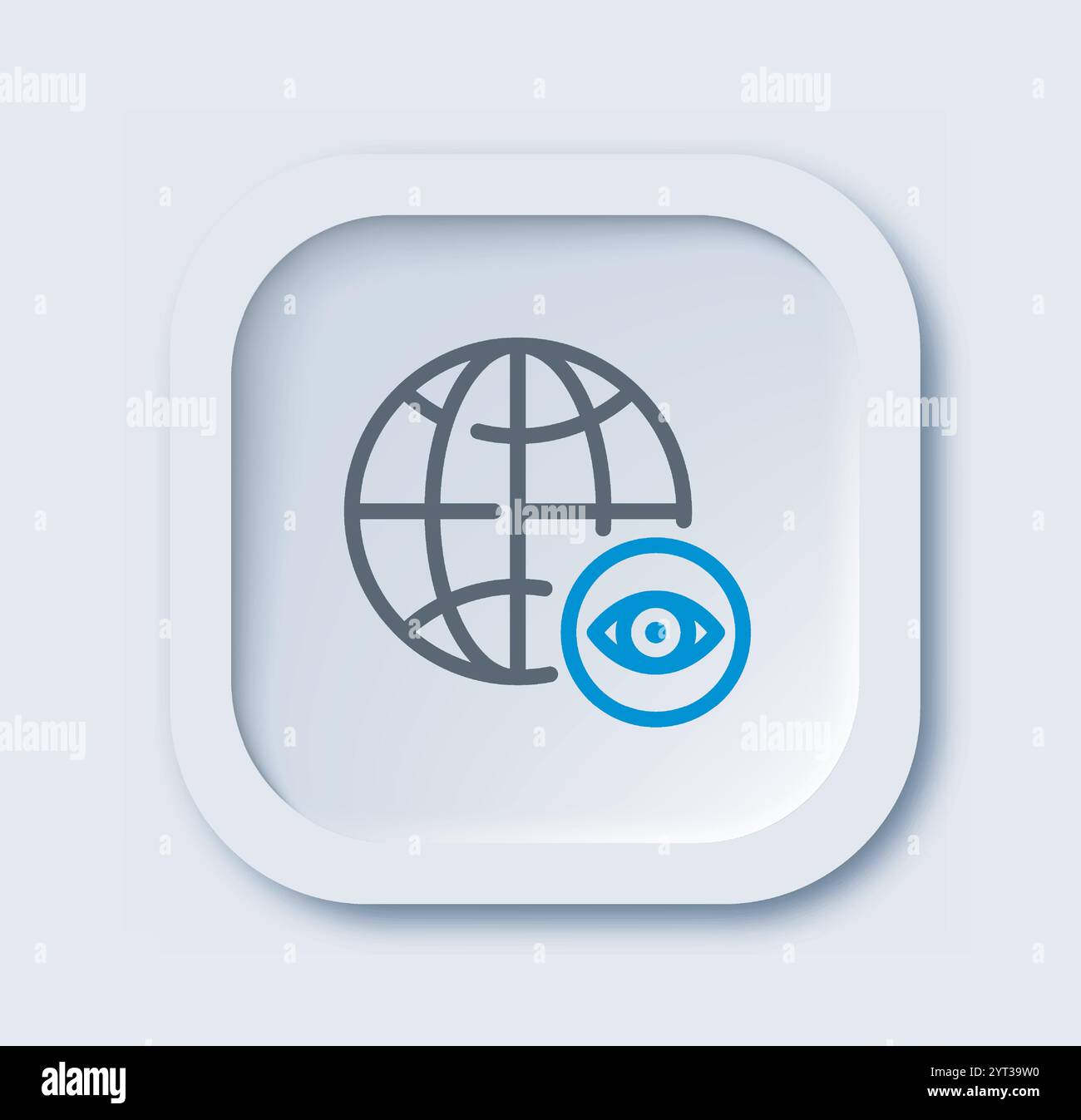 Insurance linear icon. Globe with eye. International safety and ...