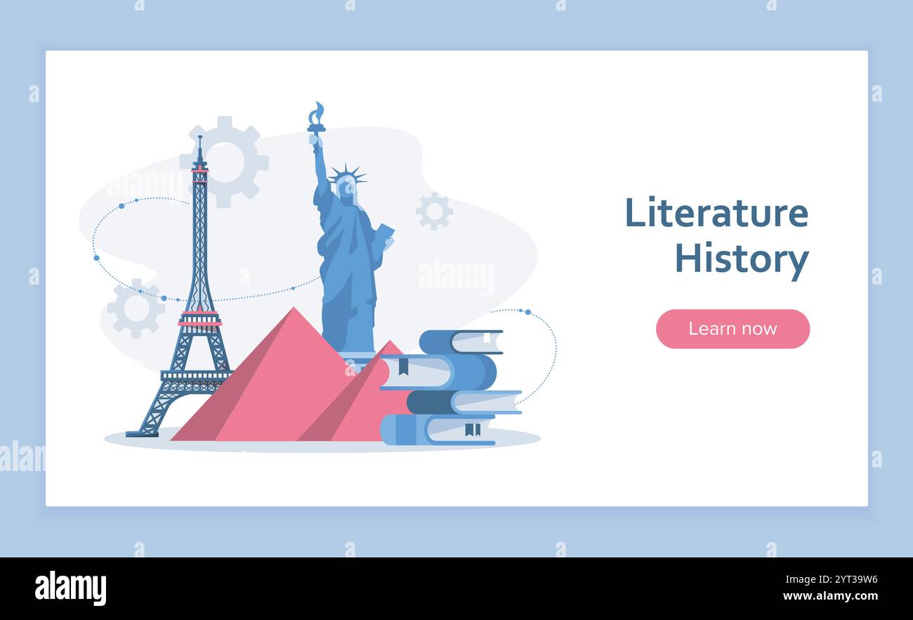 Literature history landing page. Statue of Liberty, Eiffel Tower and ...