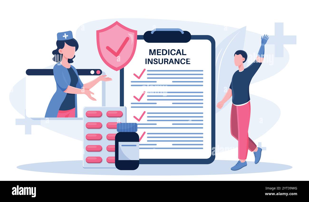 Medical insurance online. Man with prosthetic arm and woman near ...