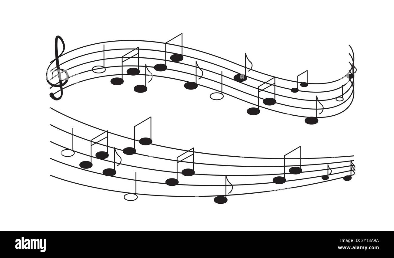 Music notes wave. Music composition and production. Melodies and songs ...