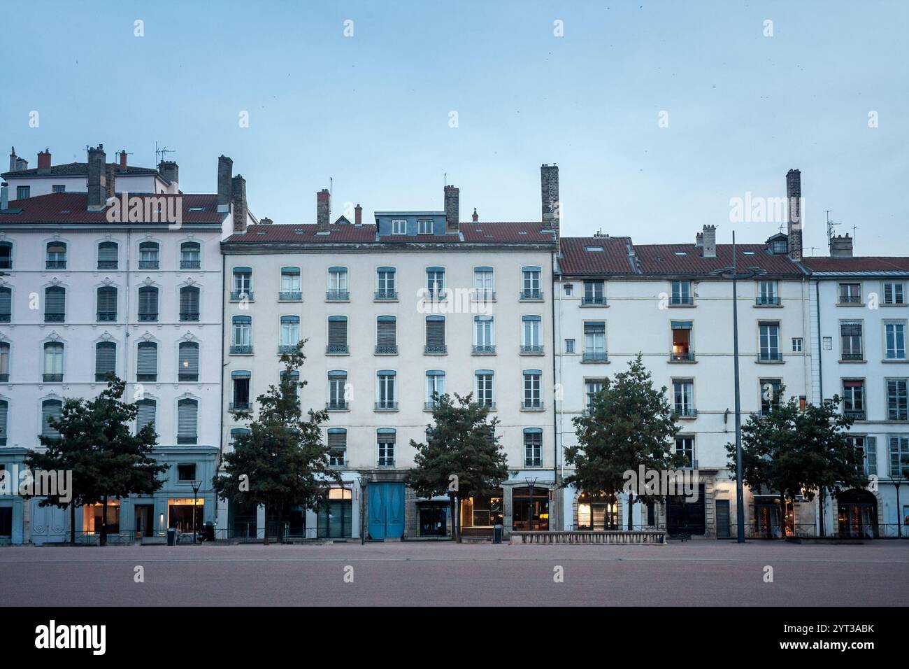 Traditional French buildings at Place Bellecour in Lyon, showcasing ...