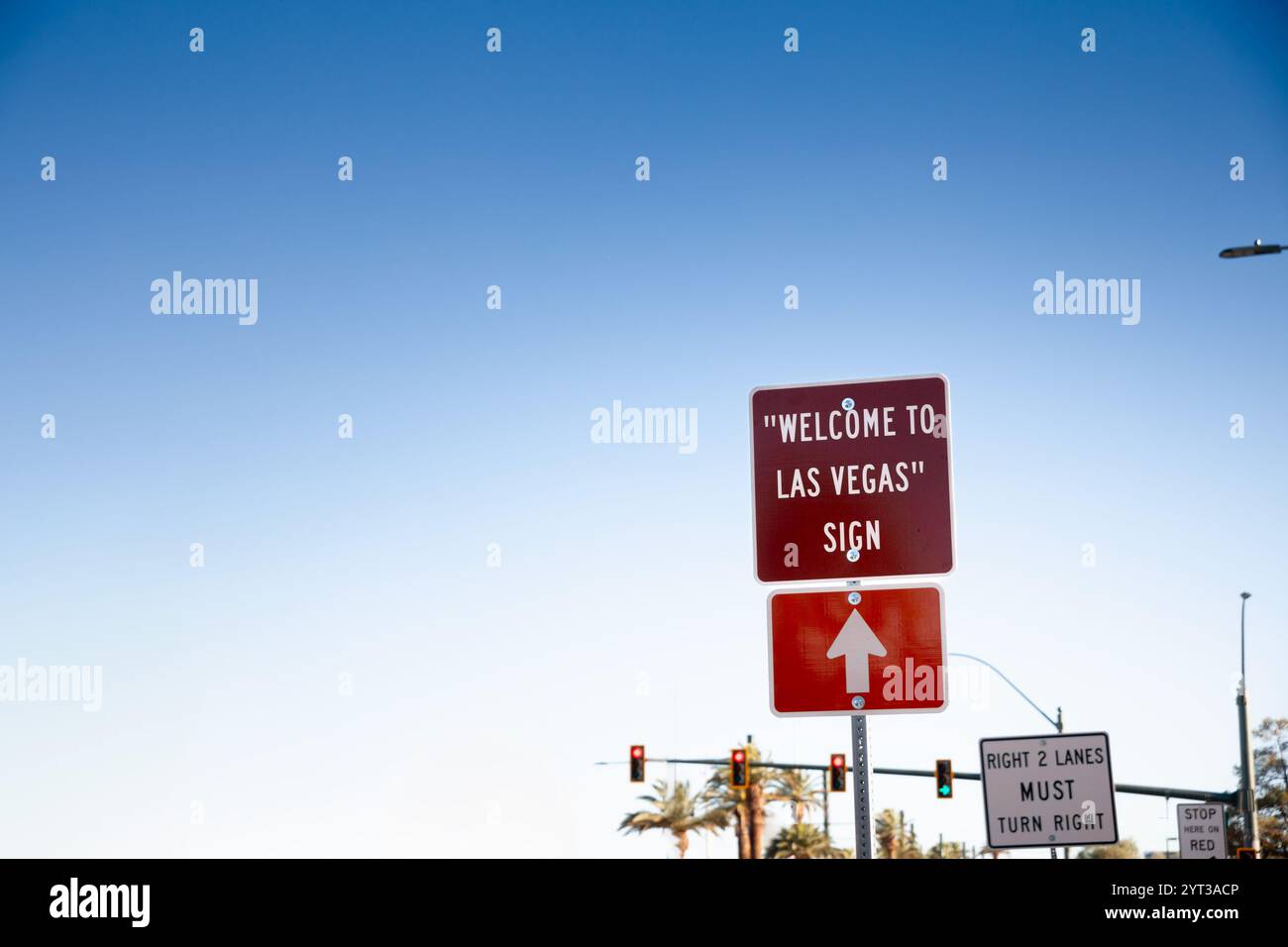 Directional sign pointing to the 'Welcome to Las Vegas' sign, a popular ...