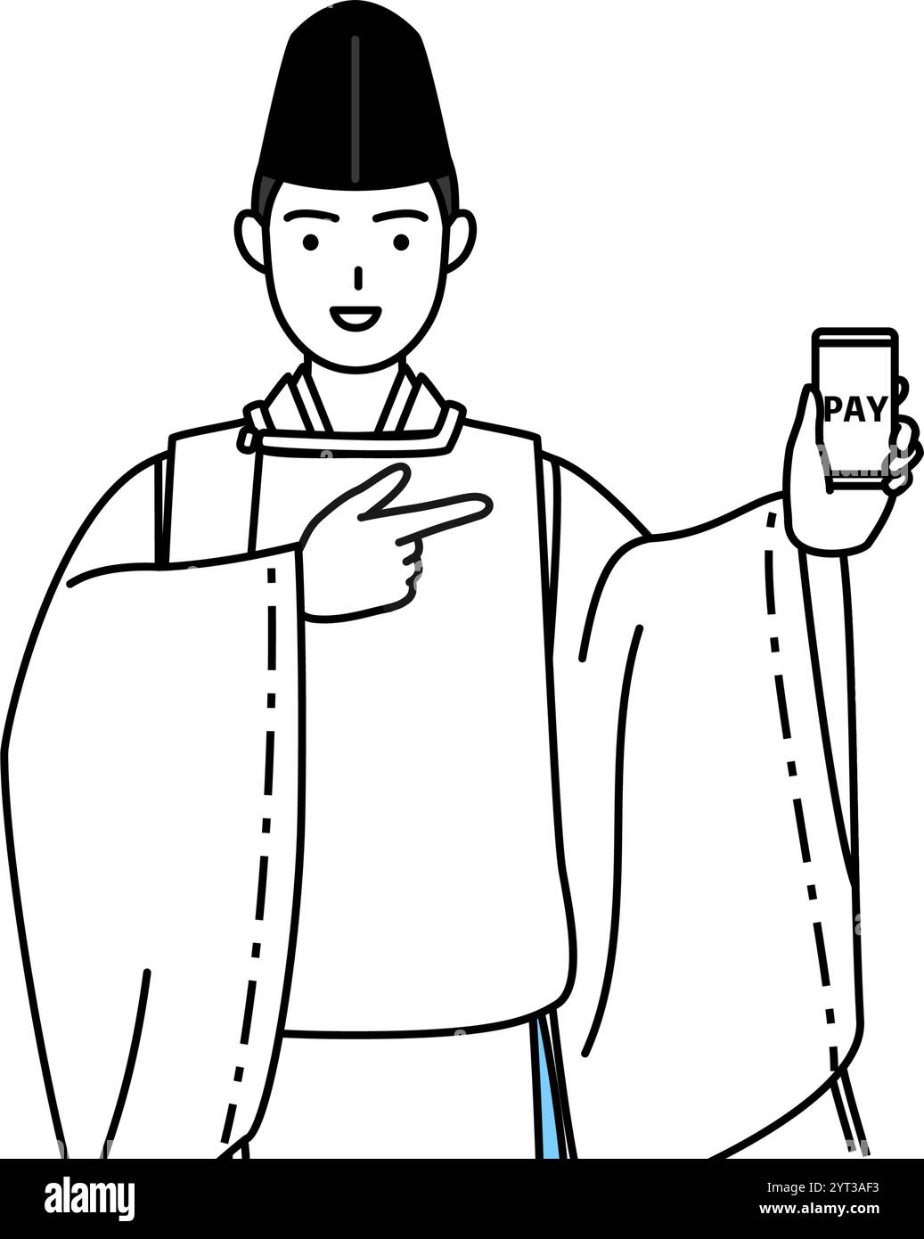 Priest of the shrine, wearing a Eboshi and Kariginu, recommending ...