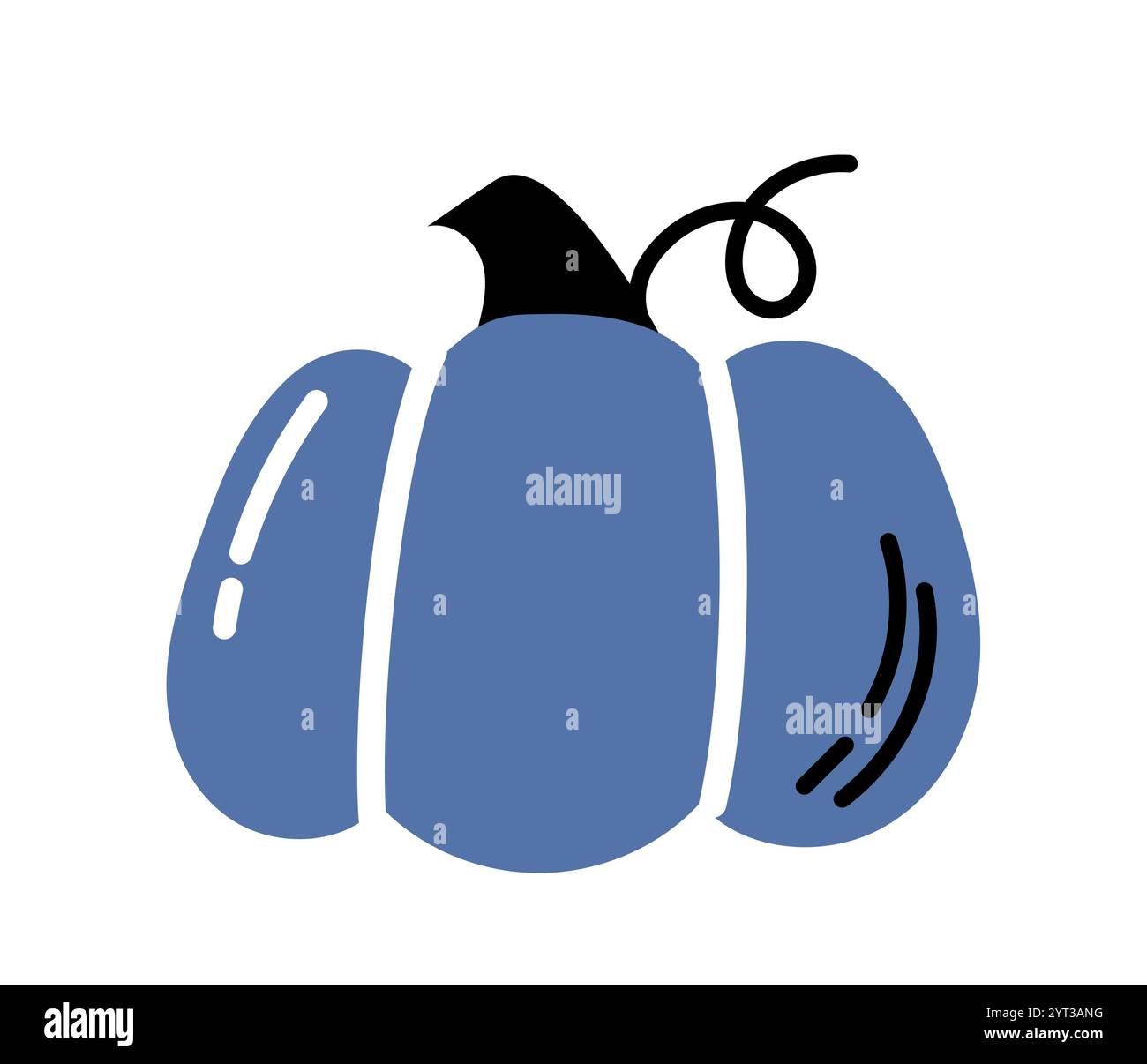 Hand drawn pumpkin. Blue pumpkin sketch. Autumn and fall season ...