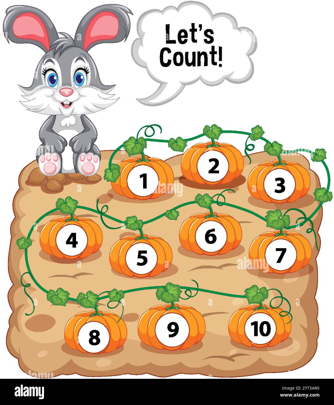 A rabbit teaches counting with numbered pumpkins Stock Vector Image ...