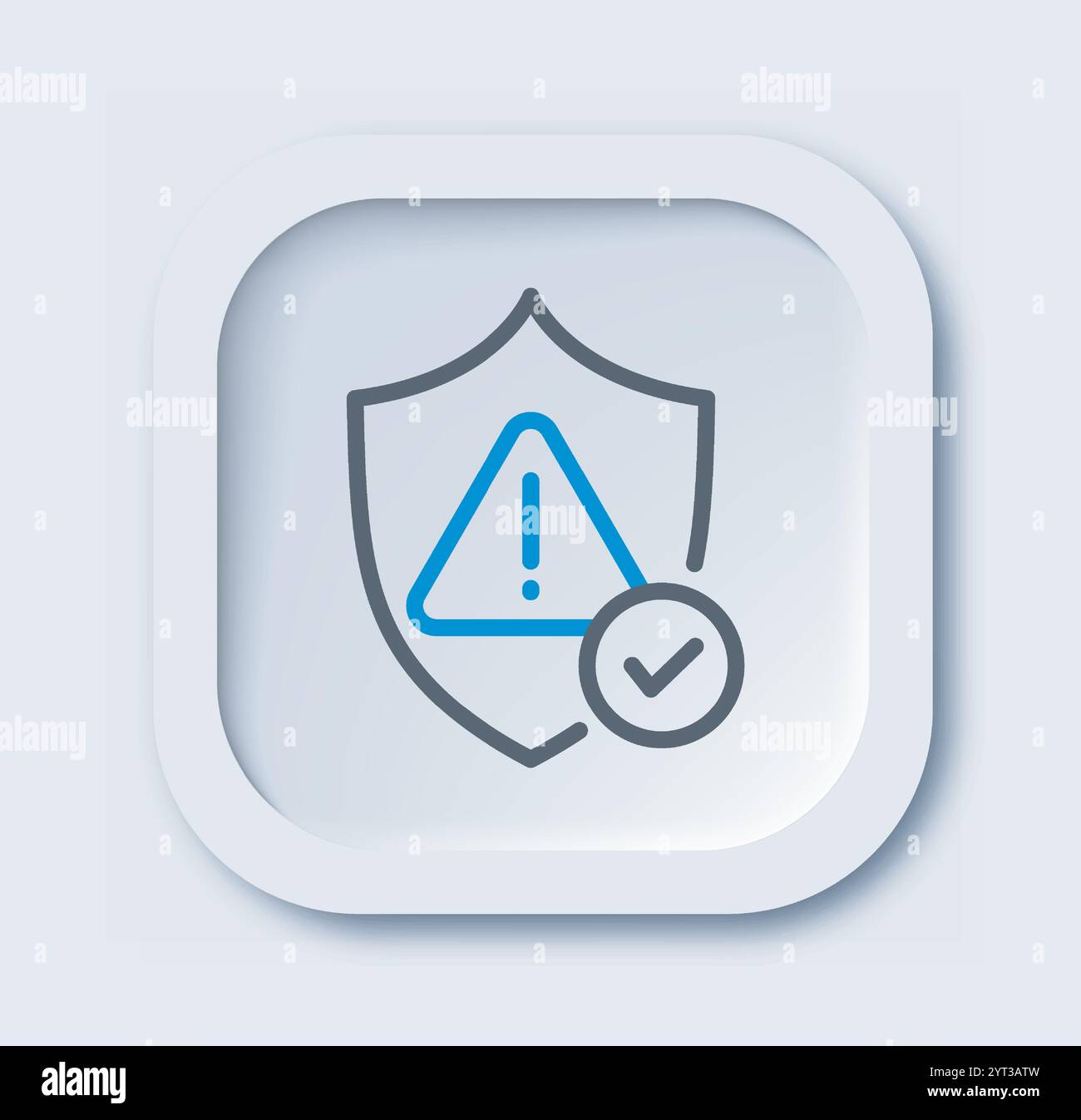 Repair linear icon. Shield with blue tick. Protection and safety ...