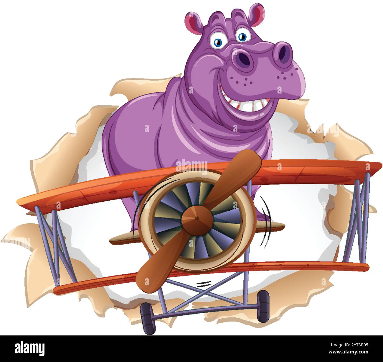 A cheerful hippo with a vintage airplane Stock Vector Image & Art - Alamy