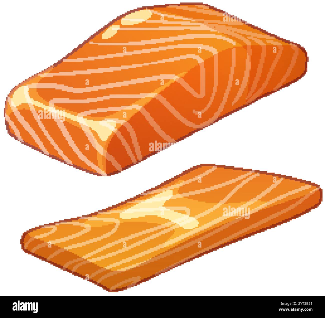 Two vibrant salmon fillets with detailed textures Stock Vector Image ...