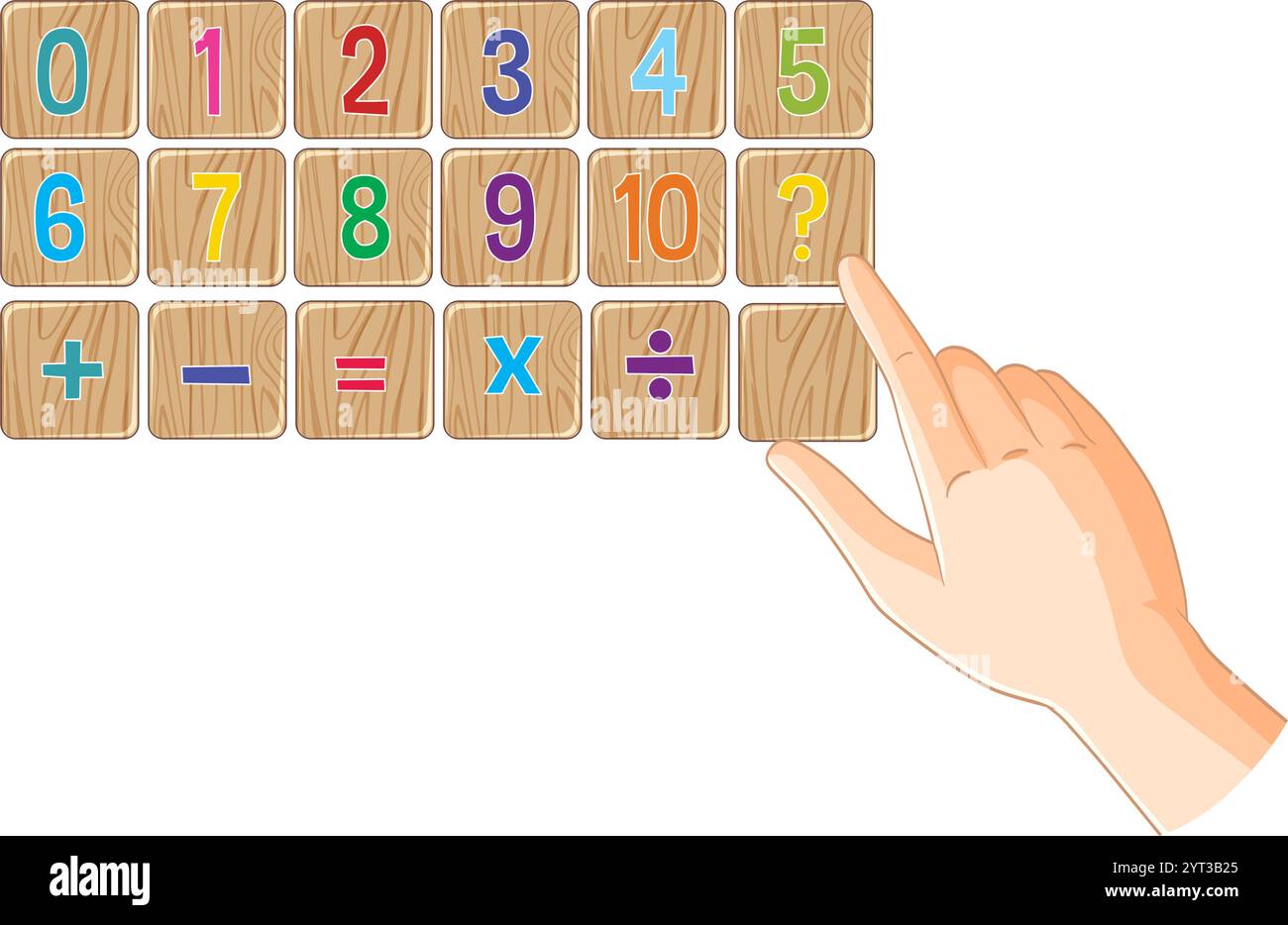 Hand pointing at colorful math symbols on tiles Stock Vector Image ...