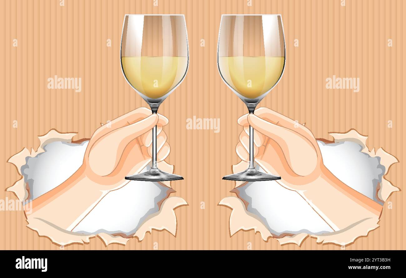 Two hands toasting with wine glasses Stock Vector Image & Art - Alamy