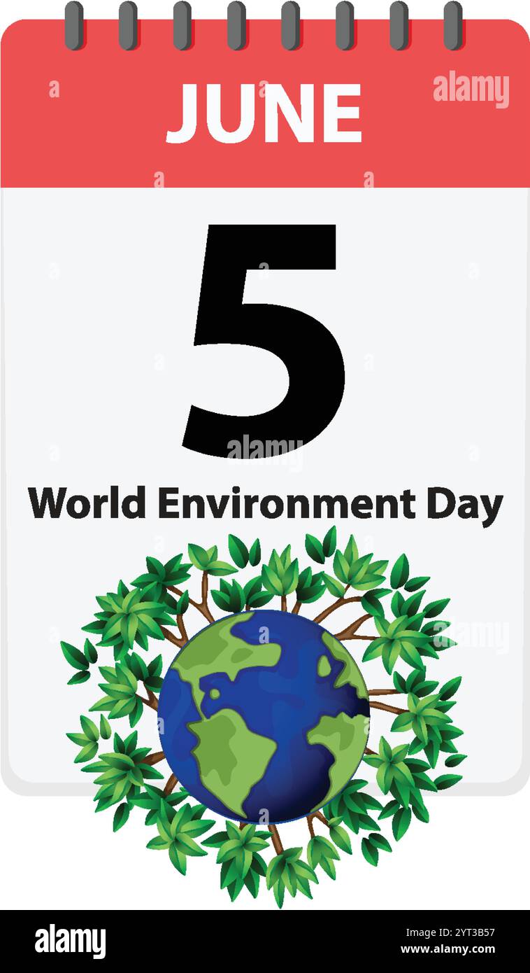 Calendar page highlighting World Environment Day celebration Stock ...