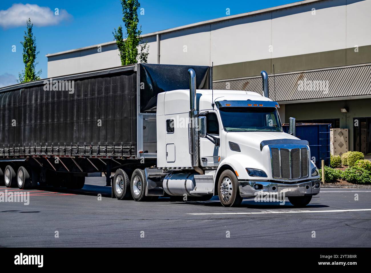 Industrial grade white big rig classic semi truck with extended cab for ...