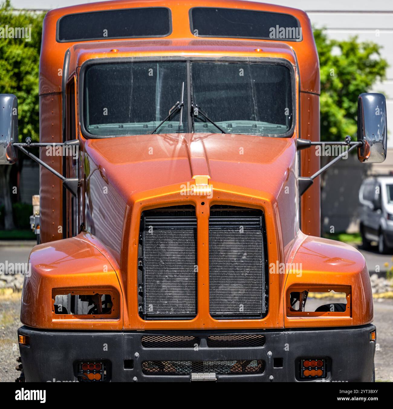 Repaired previously damaged and freshly painted after repair brown ...