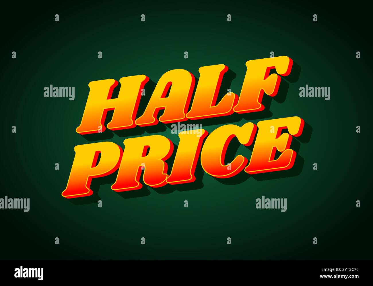 Half price. Text effect design in eye catching colors with three ...