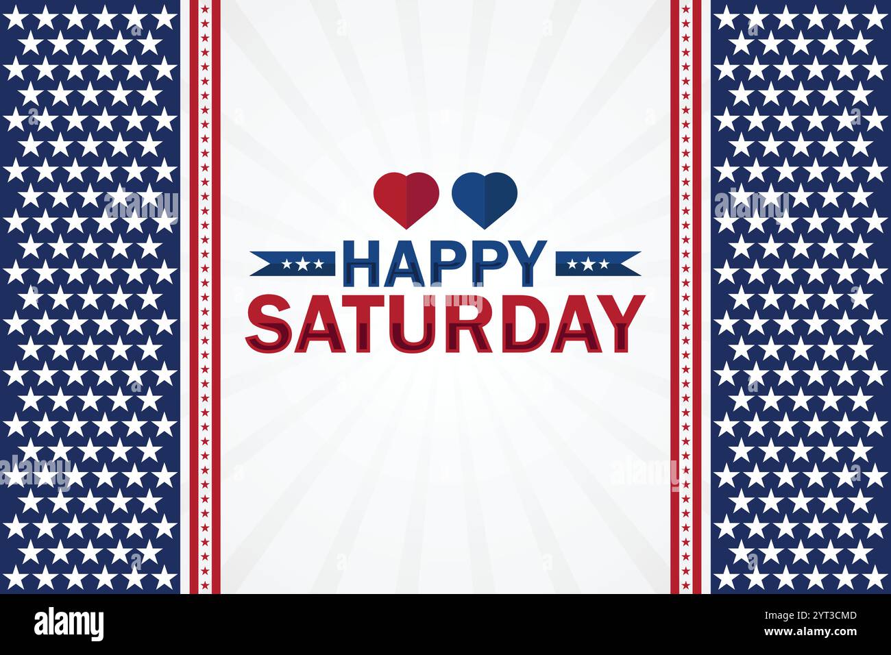 Happy Saturday card with USA flag and heart vector illustration design ...
