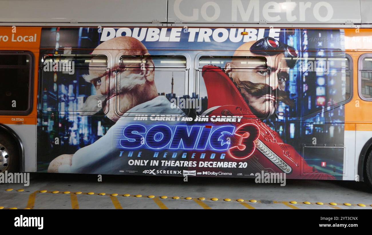 Los Angeles, California, USA 5th December 2024 Sonic the Hedgehog 3 Bus ...