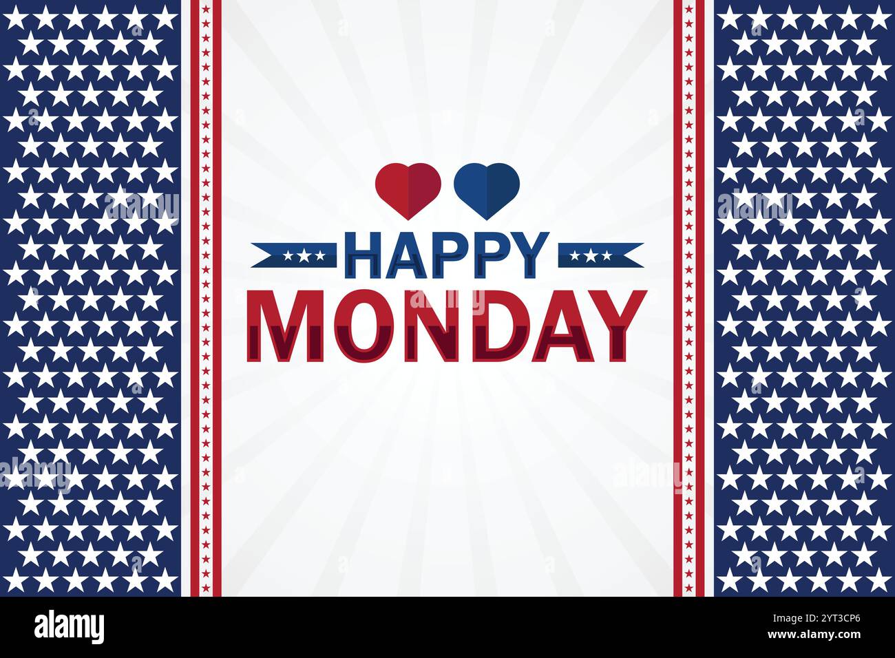 Happy Monday card with USA flag and heart vector illustration design ...