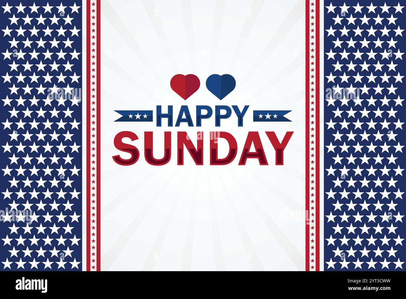 Happy Sunday card with USA flag and heart vector illustration design ...