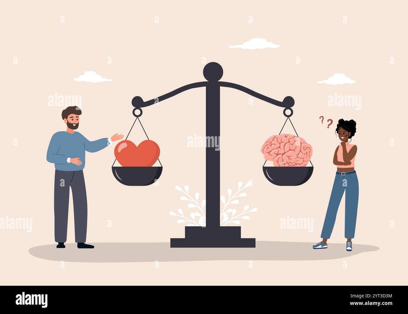 Balance between Brain and Heart. Mental and physical health concept ...