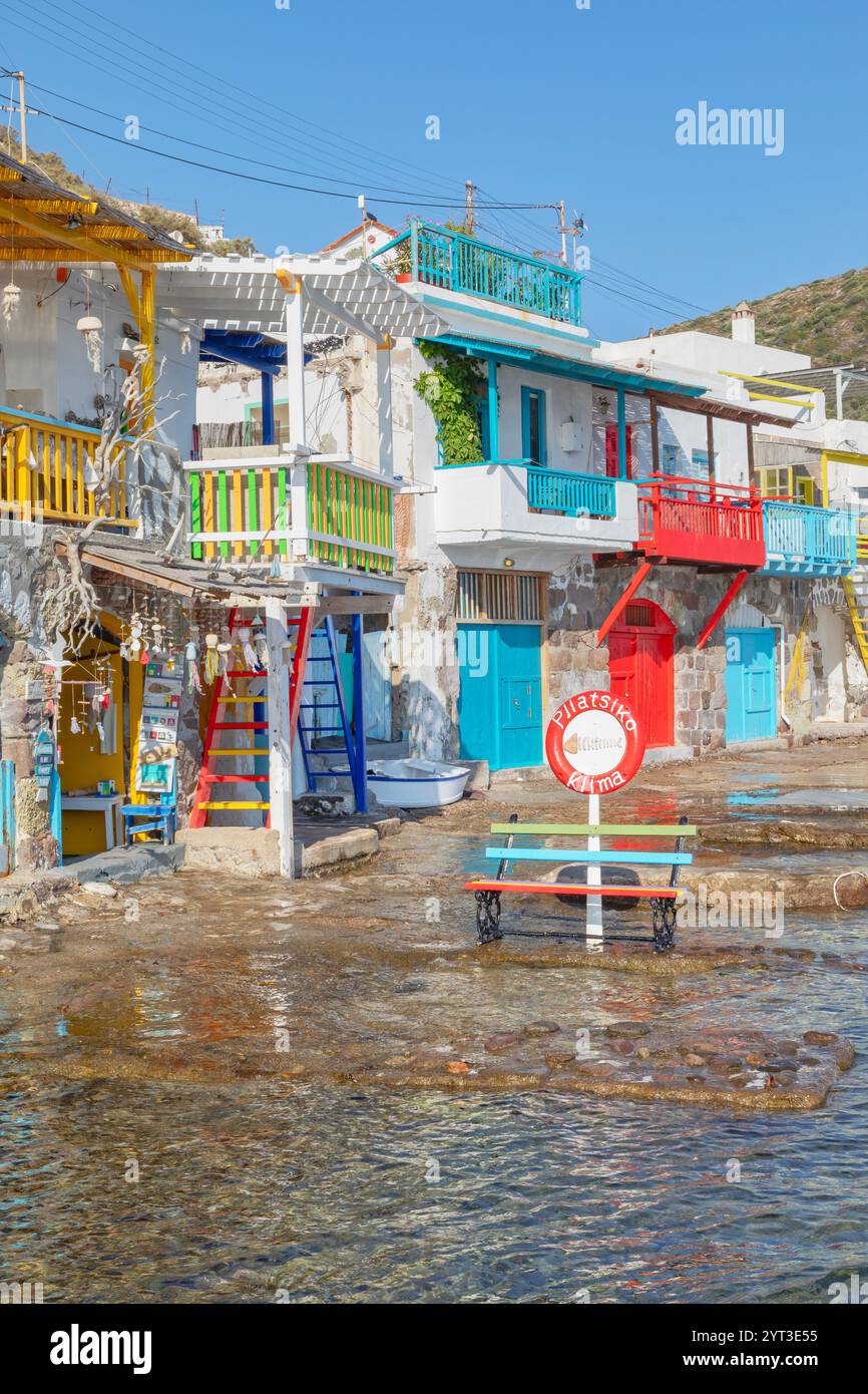 The small fishing village of Klima, Klima, Milos Island, Cyclades ...