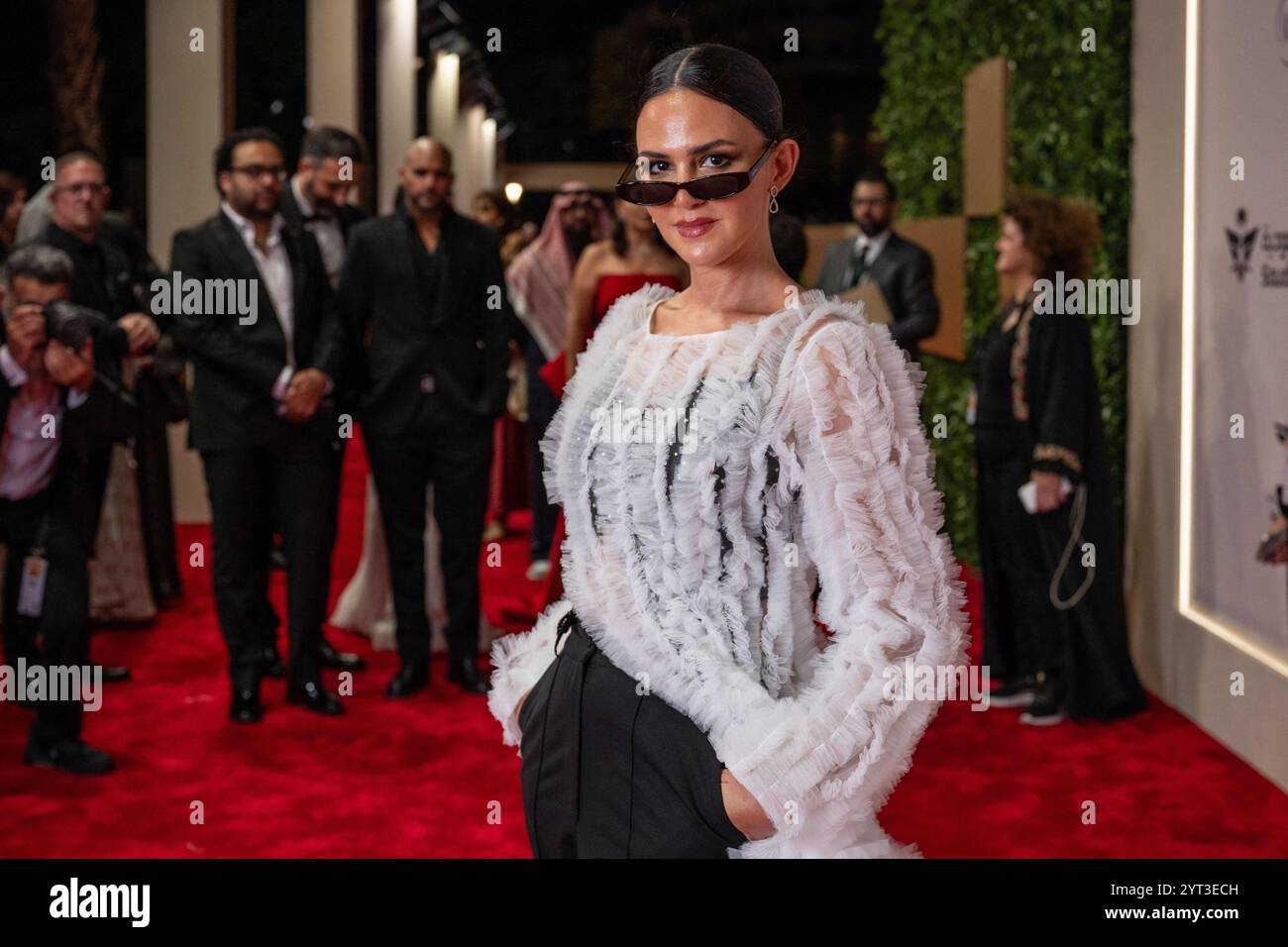 Jeddah, Saudi Arabia. 05th Dec, 2024. Jordanian actress Rakeen Saad walks the red carpet as she ...