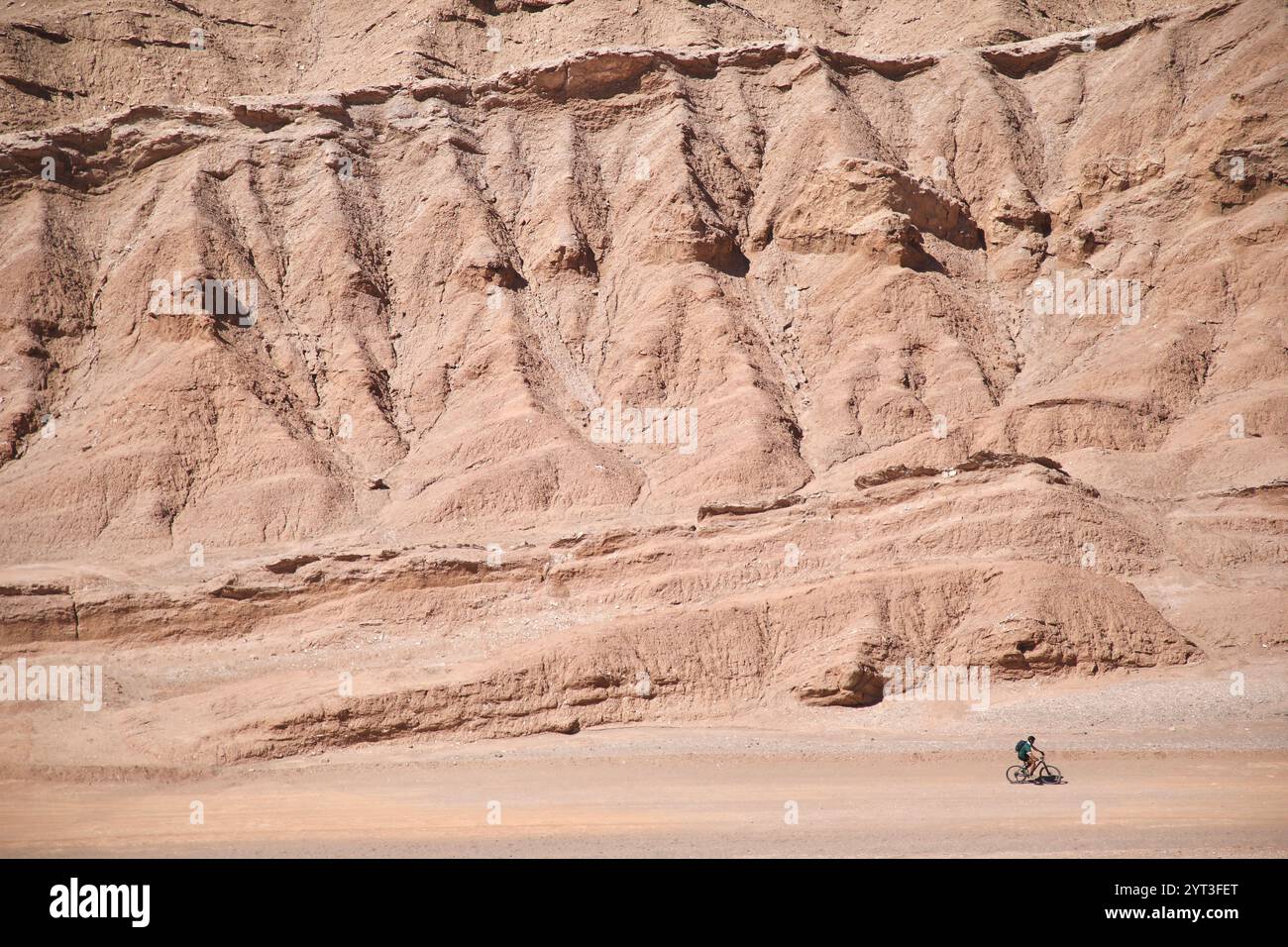 A bicycle rides in the Mars Valley (Valle de Marte), also known as the ...