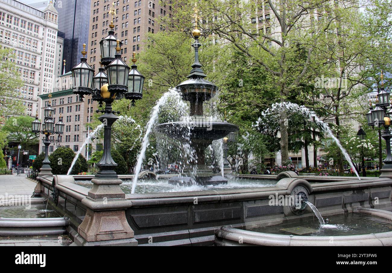 Water fountain in the City Hall Park, designed by Jacob Wrey Mould ...