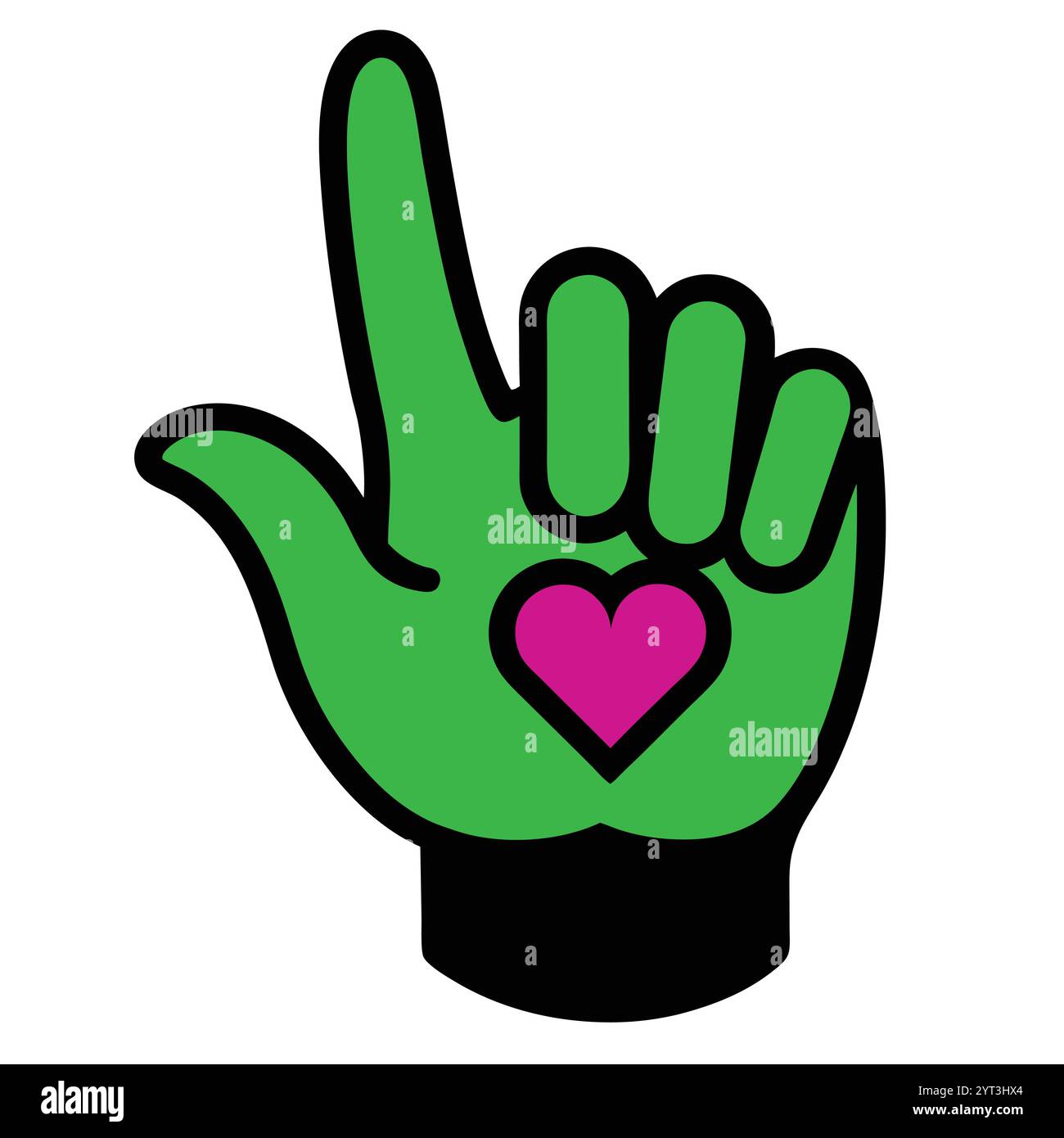 Stylized Hand Gesture Vector Illustration for Love, Peace, and Mental ...