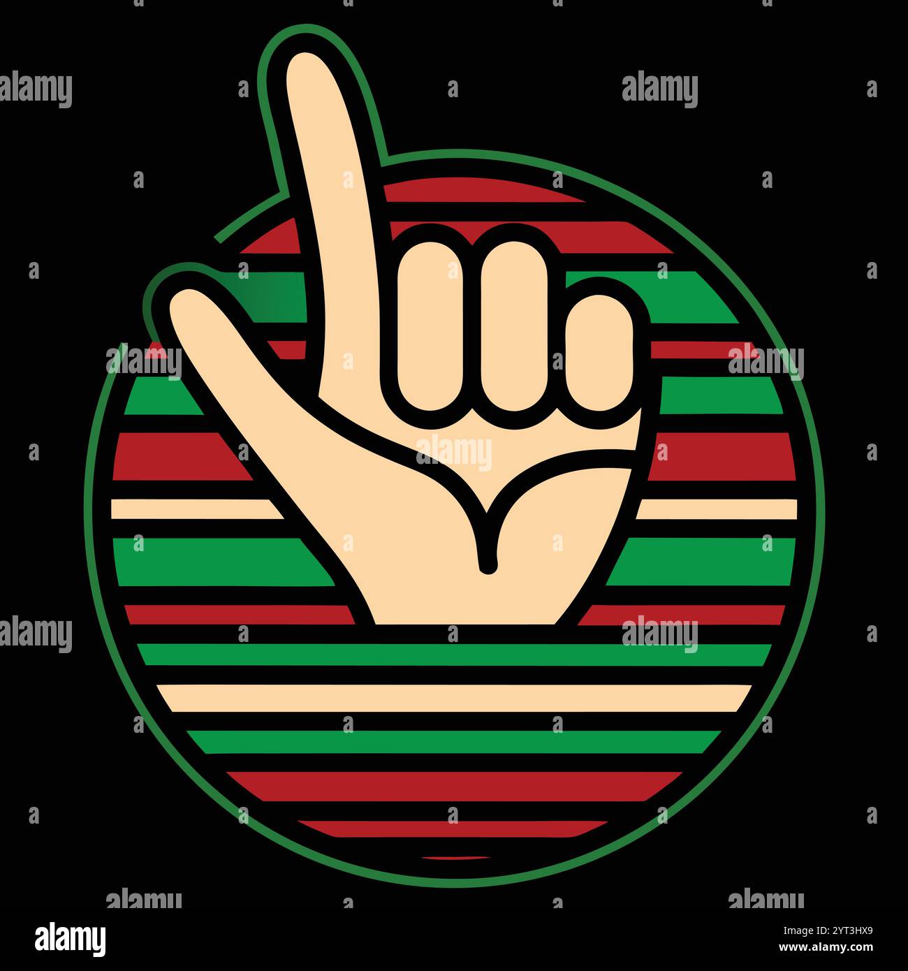 Stylized Hand Gesture Vector Illustration for Love, Peace, and Mental ...