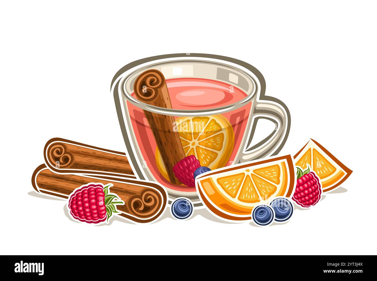 Vector logo for Fruit Tea, horizontal poster with cartoon design ...