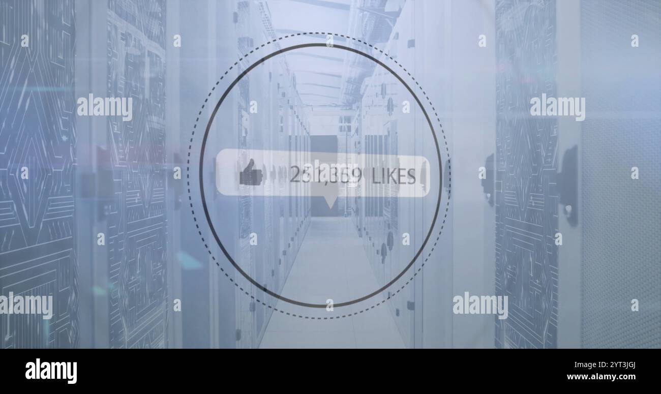Image of likes text with growing number over server room Stock Photo ...