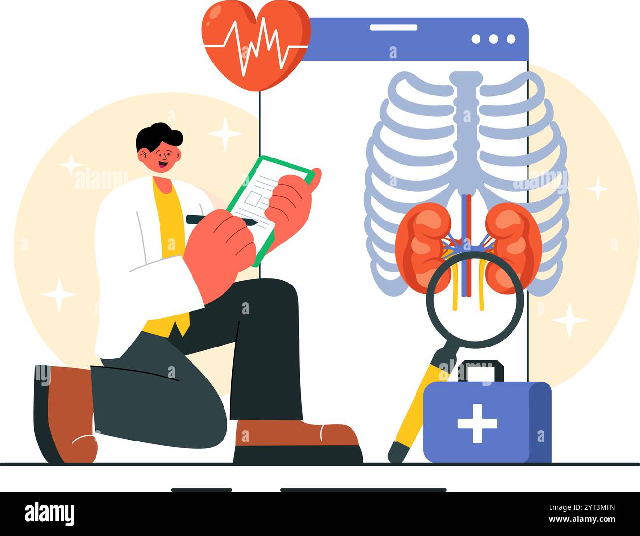 Body Diagnosis Vector Illustration featuring an X-ray Machine and MRI ...